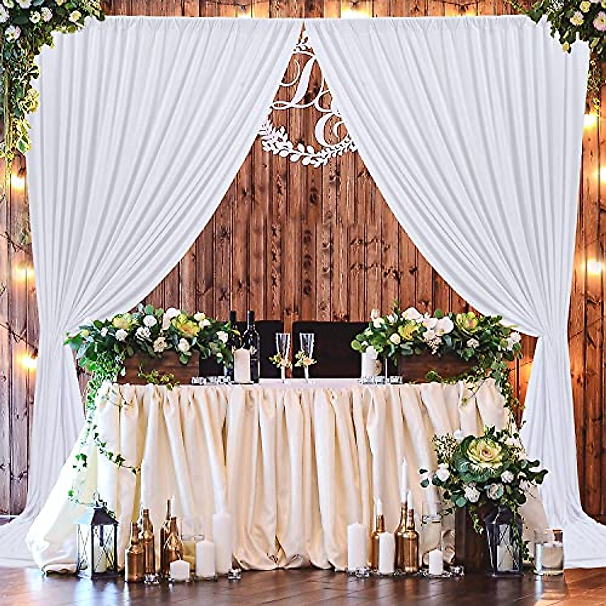 10 ft x 10 ft Wrinkle Free White Backdrop Curtain Panels, Polyester Photography Backdrop Drapes, Wedding Party Home Decoration Supplies
