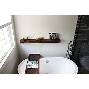 Parkco Rustic Fireplace Floating Mantel Shelf - Rustic Reclaimed Barn Wood Wall Decor. Mounting Hardware Included (66" W x 5" D x 2.75" H)