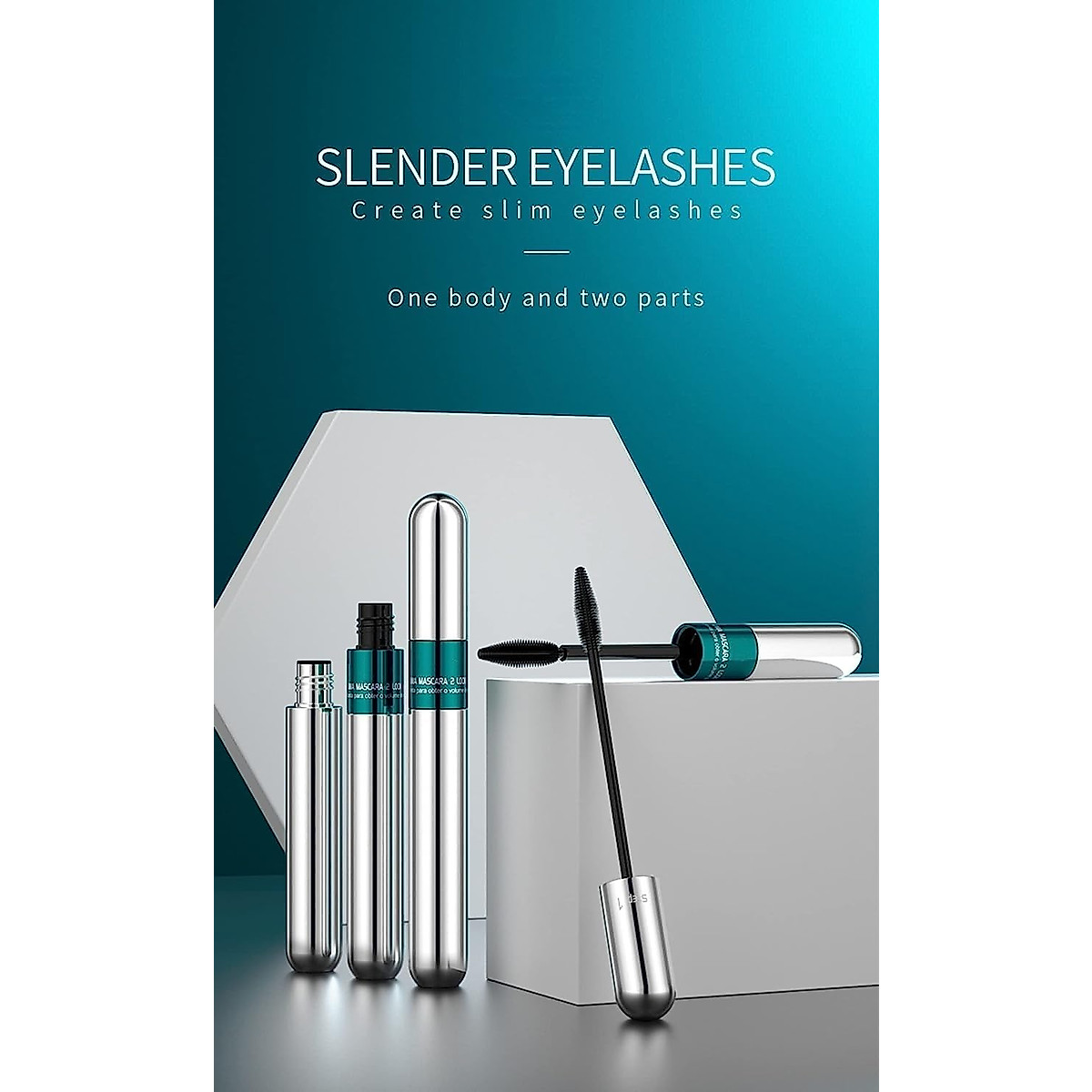 2in1 4D Waterproof Mascara Long-5x Longer Formula for Fuller Lashes - Intense Black Mascara for Thick and Full Lashes