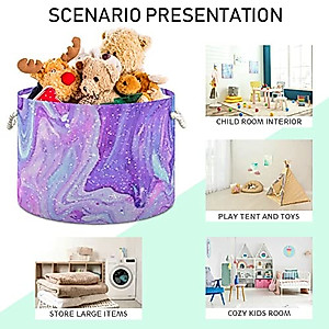 ALAZA Marble Purple Tie Dye Storage Box Toy Basket Laundry Storage Organizer Bins with Handles Large Baskets for Living Room Nursery Decor