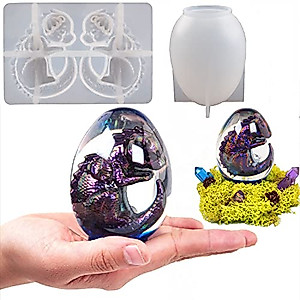 2 Pack Dragon Egg Mold Dinosaur Mold Silicone Mold for Resin Dragon Candle Mold Easter Egg Mold Dragon Silicone Mold for Candles Home Decoration Mold Animal Resin Mold Cartoon Mold Dragon Mold