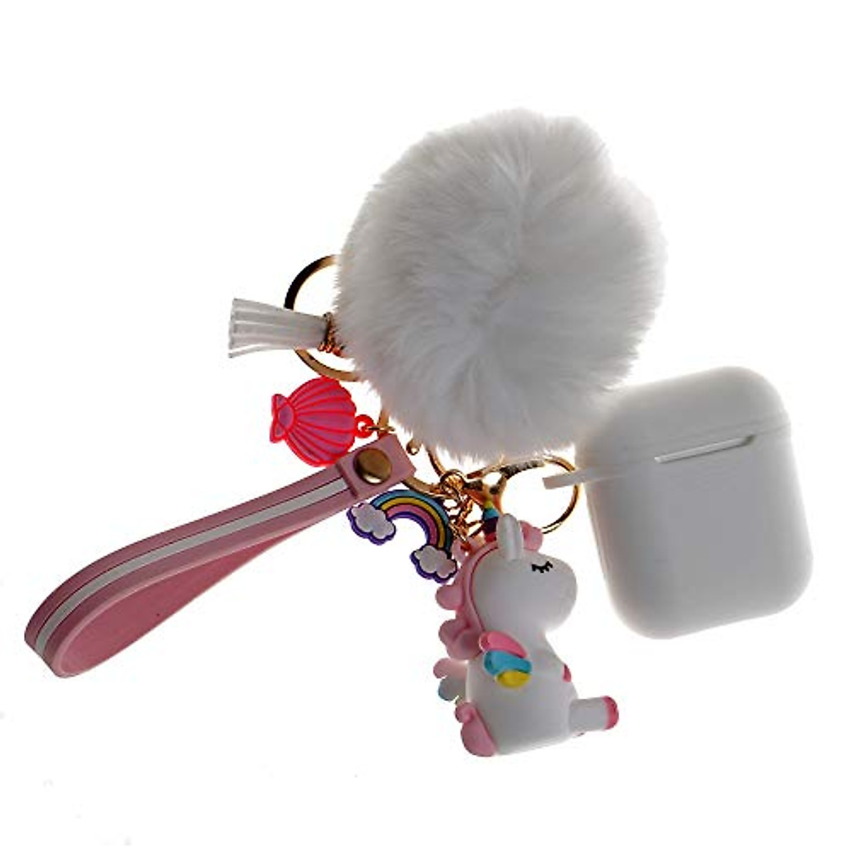 Unicorn Aiprod 1 2 Case with Keychain/Fur Ball/Strap (White)