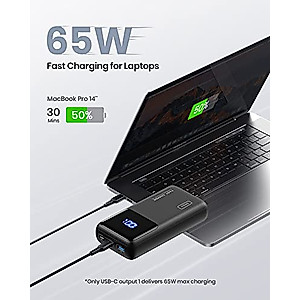 INIU Power Bank, 25000mAh 65W USB C Laptop Portable Charger, PD QC Fast Charging 3-Output External Battery Pack for Laptop MacBook Dell XPS iPad Tablet Steam Deck iPhone 14 13 Samsung S22 Google, etc