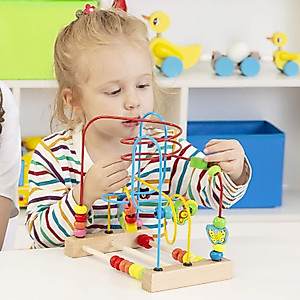 Lewo Wooden Baby Toddler Toys Circle First Bead Maze for Boys Girls