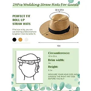 Silicherry 48 Pcs Straw Fedora Hat and Sunglasses Bulk 1920s Panama Style Fedora Eyeglasses for Havana Nights Beach Wedding Guest Gifts Party Supplies