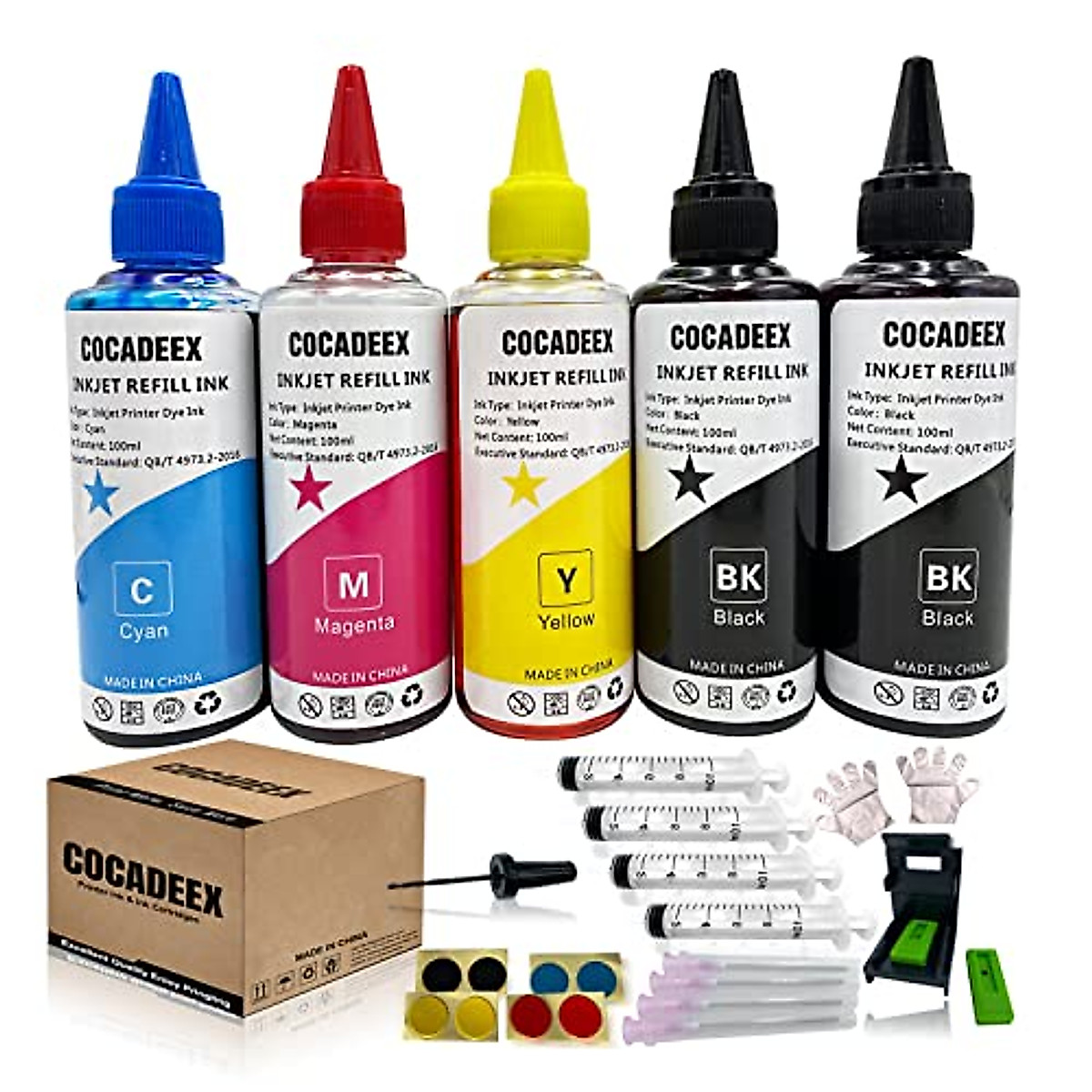 COCADEEX Refill Dye Ink Bottle Compatible with 60 or 60XL Ink Cartridge,for Deskjet D1660 D1663 D2500 D2530 D2566 D2645 D2660 D2680 Photosmart C4600 C4610 C4683 C4685 C4700 C4783 C4799 Printer