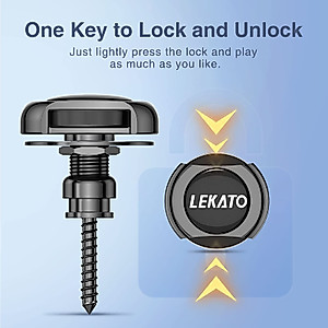 LEKATO Bass Guitar Strap Locks for for Electric Guitar & Bass Strap Locks Security Quick Release Strap Guitar Strap Locks Set Retainer System for Electric Acoustic Guitar, Bass, Ukulele Strap (Black)