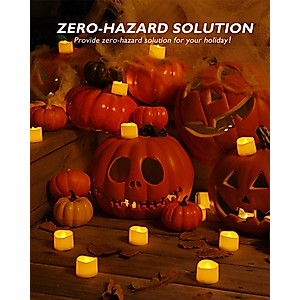 Homemory 12-Pack Flameless LED Tea Lights Candles Battery Operated, 200+Hour Fake Electric Candles TeaLights for Votive, Aniversary, Wedding Centerpiece Table Decor, Funeral, Halloween, Christmas