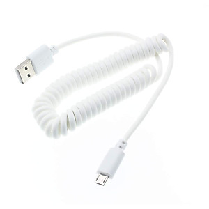 Coiled USB Cable Charger Cord Power Wire Sync White X1W Compatible with Amazon Fire 7 / Kids (2022 Release), HD 8 (2022 Release), HD 10 (2021 Release)
