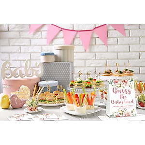 Baby Shower Games - Guess the Baby Food Game Set - Gender Reveal/Pregnancy Announcement Party Supplies - A02