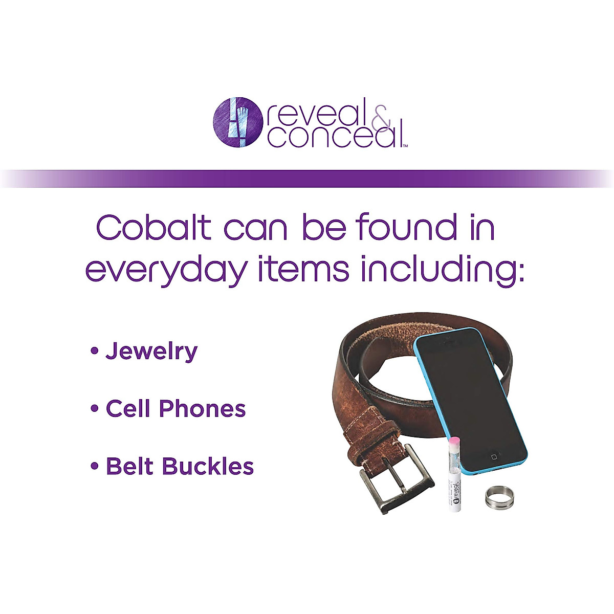 Reveal and Conceal Cobalt Test Kit by Smart Practice - Detecting Cobalt is a Snap - Test for Cobalt in Your Jewelry and Prevent Skin Exposure With Liquid Clear Coat - Includes 10 Test Swabs