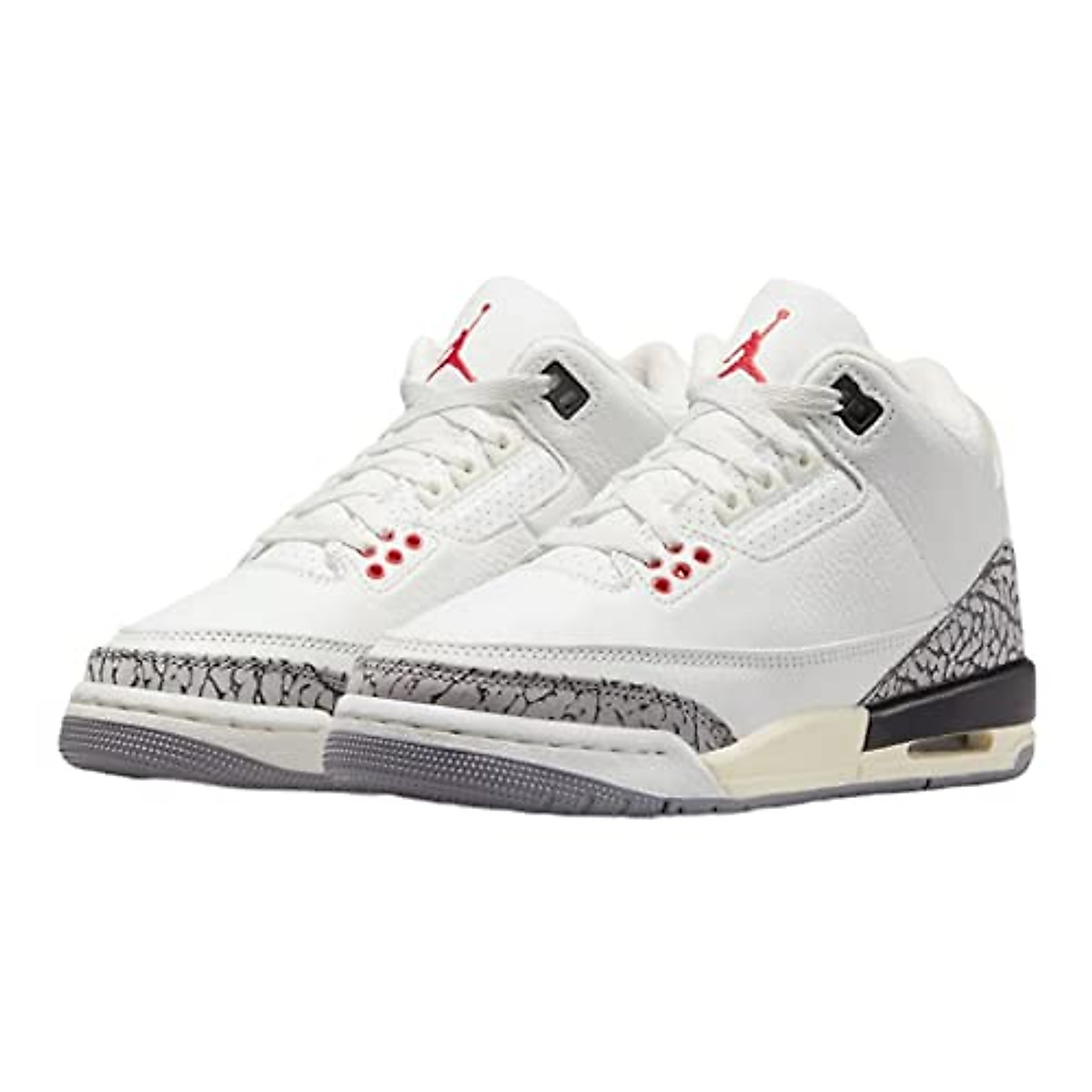 Nike Air Jordan 3 Retro White Cement Reimaged Big Kids 4.5Y, Summit White/Fire Red-black
