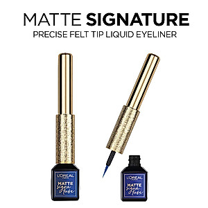 L’Oréal Paris Makeup Matte Signature Liquid Dip Eyeliner, Waterproof, Precise and Easy Application, All Day Wear, Vivid Matte Finish, Blue, 0.07 fl; Oz.