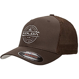 Joe's USA Koloa Surf-Premium Embroidered 34e Flexfit 6511 Truckers Caps Brown-Brown/White lack
