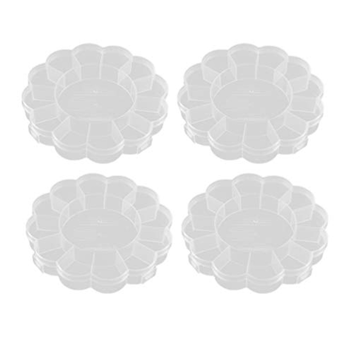 EXCEART 4PCS Jewelry Box Flower Shaped Jewelry Bead Organizer Box Storage Container Case 13 Grids Container for DIY Jewelry Rhinestone Crafts Makeup Cosmetic