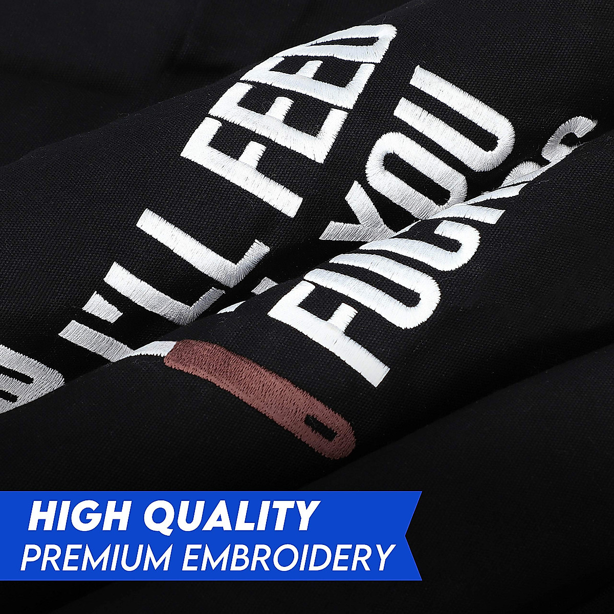 Exzillant - Embroidered Funny Aprons for Men - 3 pockets - Birthday, Christmas and Cooking Gifts for Dad, Brother, Husband - Polycotton -Black