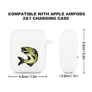 Bass Fishing Printed Bluetooth Earbuds Case Cover Compatible with AirPods 1 & 2 Protective Box with Keychain Cute
