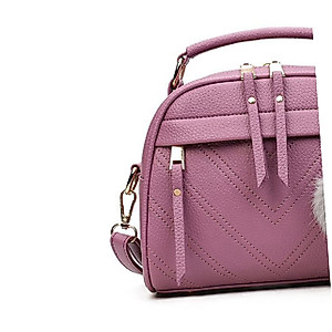 SHERCHPRY Leather Sling Bag Trendy Tote Bag Cross Purple Girls Plush with Women Pu Bag Toy Handbag Leather Fashion Doll for Body Birthday Pendant Shoulder Fuzzy Crossbody Bag Crossbody Sling Bag