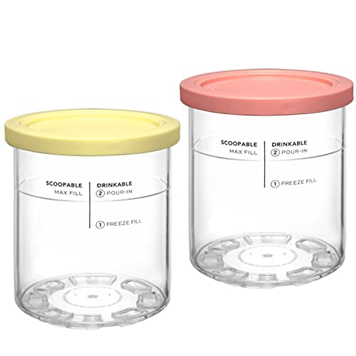SLLFLY Replacement Pints and Lids for Ninja NC501 NC500 Series Creami Deluxe 2 Pack- Compatible with Ninja Creami Deluxe Ice Cream Maker (Yellow,Pink)