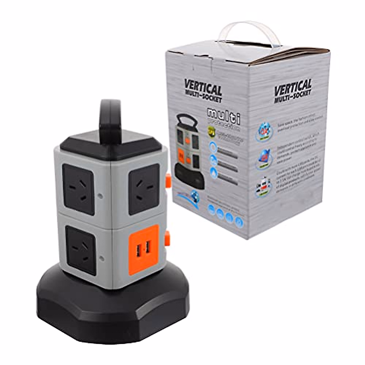 2 Power Outlet Home Power Board Power Board Outlets Socket Power Board with Surge Protector Strip Smart Charging Socket USB Power Supply Pc Fireproof Material