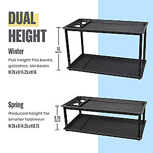 Innover | Two-Tier Boot Tray with Umbrella Stand, Multi-Purpose Shoe Rack Entryway Organizer