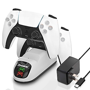 ECHZOVE PS5 Controller Charging Station, PS5 Controller Charger with Power Adapter, Playstation 5 Charger Station with LED Indicator