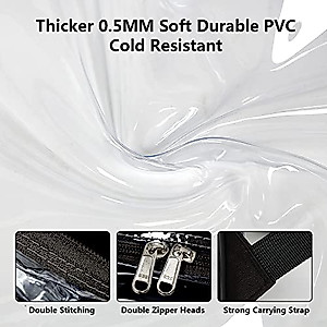 H-RONG Clear Big Large PVC Laptop Transparent Backpack Heavy Duty Bookbag See Through Backpacks for Work Stadium Sporting (Black)