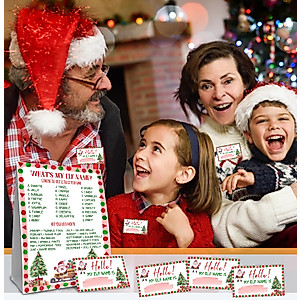 What's Your ELF Name Game, with 1 ELF Themed Sign and 30 Name Stickers, Christmas Party Game,Birthday Party Activities for Adults and Kids,Activity Game for Class Graduation