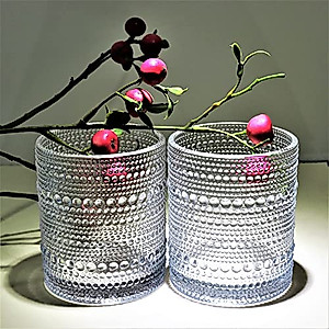 6-pack Hobnail Drinking Glasses, 10 oz Thick Modern Glass Tumbler, Double Old Fashion Glass, Vintage Bubble Glassware (Clear)