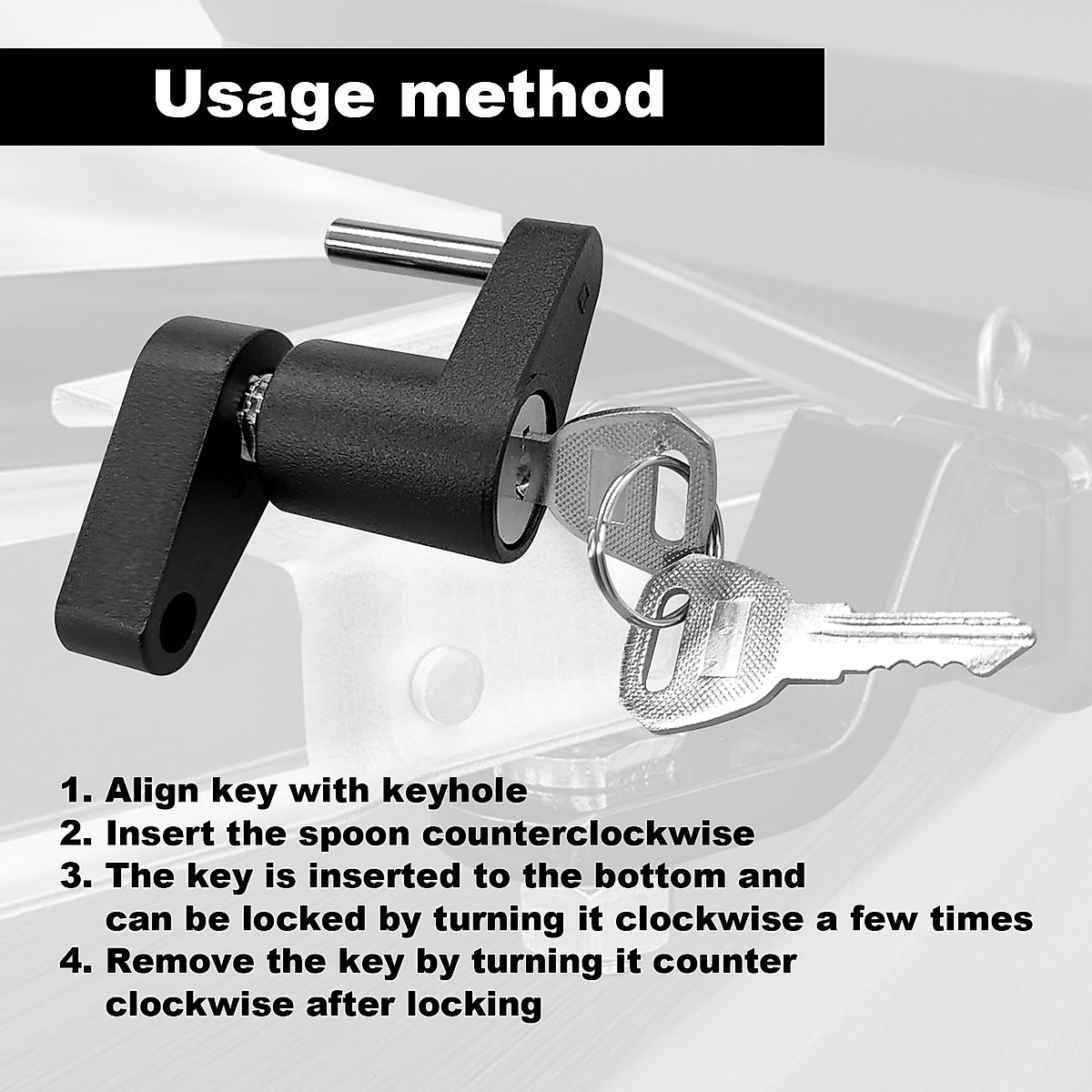 Black Trailer Hitch Coupler Lock Trailer Hitch Lock Tow Boat RV Truck Car's Coupler Heavy Duty Steel Trailer Tongue Locks(1pack)