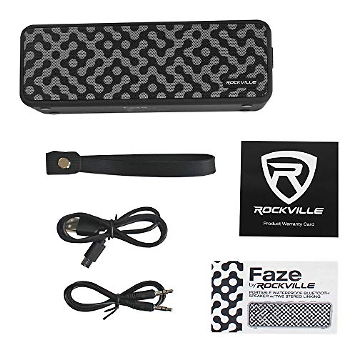 Rockville Faze 50w Portable Bluetooth Speaker TWS Wireless Link Waterproof, Black (Faze Black)