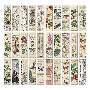 Vintage Natural Style Butterfly Flower Plant Bookmarks, 30CPS (Gentle Whispers)