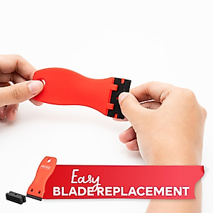 XFasten Plastic Razor Blade Scraper Tool 2PCS Sticker Scraper Tool with 100PCS Plastic Razor Blades, Plastic Scraper Tool for Glass, Plastic Scrapers Non Scratch for Decal Adhesive Sticker