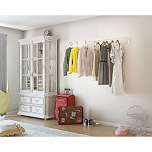 brightmaison Sofia Clothes Rack, Hanging Closet Organizer Adjustable & Wall Mount Clothes Rail Laundry Organizer Steel, White