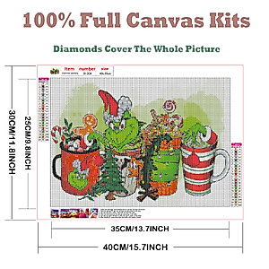 ARPADAMO Adult Beginner Christmas Diamond Art Painting Kit, Full Diamond Diamond Dot Painting Beginner, Round 5D Paint & Diamond Art Painting Set DIY Adult Craft Kit (11.8x15.7in)