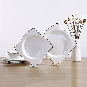 Porcelain Plate and Bowl Set,Dinnerware Set for Home or Special Restaurant, Ceramics Dinnerware Set with 48-Piece, Bowl/Dish/Soup Pot/Spoon|Bone China Dinner Sets, Gold Pattern Porcelain Combination