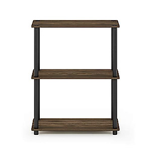 Furinno Turn-N-Tube 3-Tier Compact Multipurpose Shelf Display Rack, Columbia Walnut/Black