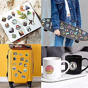 Funxee 200Pcs Waterproof Vinyl Stickers - Personalize Belongings Decal with Outdoor, Nature, Adventure, National Park, Hiking, Camping, and Travel Themes, Decor Idea for Water Bottles, Laptops, Phone