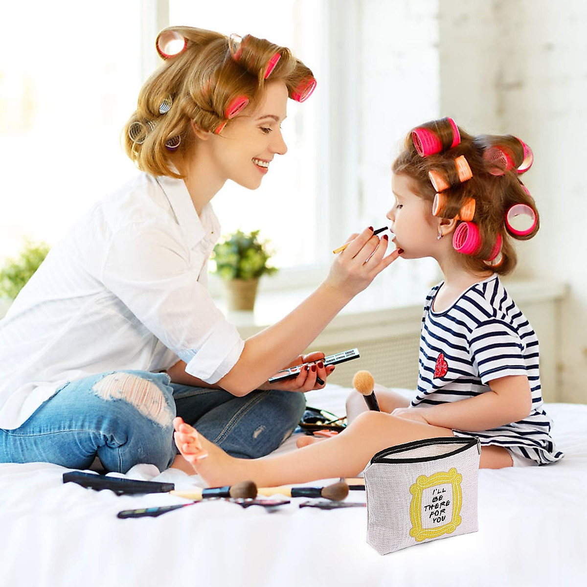 Brital Friends Makeup Bag Friends TV Show Merchandise Yellow Peephole Frame Travel Waterproof Toiletry Cosmetic Bag for Friends Fans