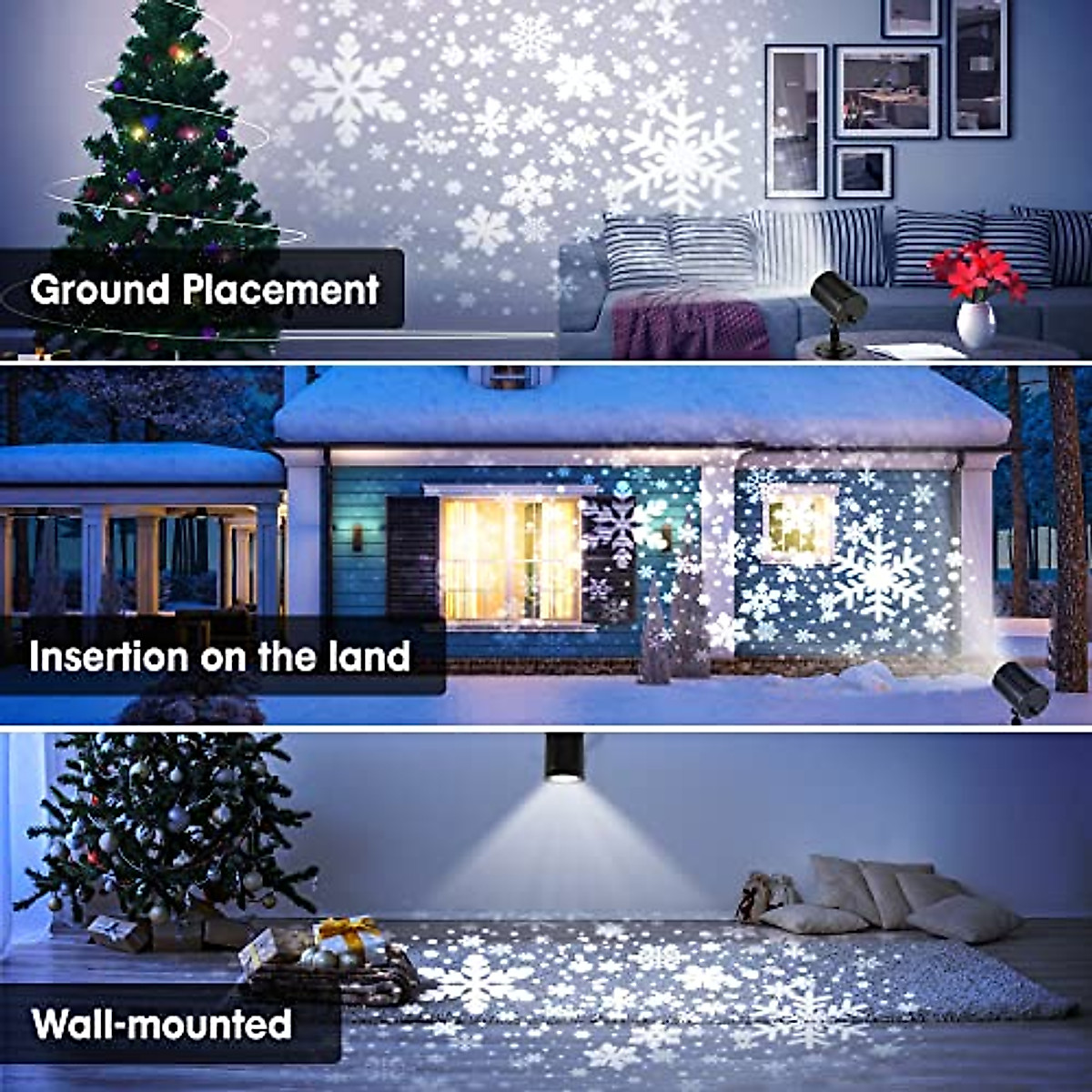 Christmas Snowflake Projector Lights, Blofun Indoor Outdoor Holiday Projector Lights Weatherproof Led Snowfall Lights for Halloween Xmas Party Wedding Garden Landscape Decoration…