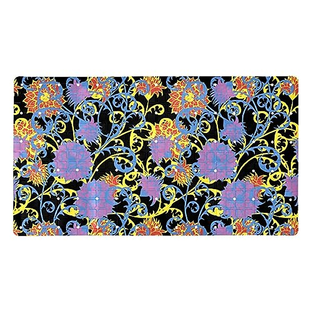 Bath Tub Shower Mat - Anti-Slip PVC Material 15.1x26.8 in, Gentle Cushioning Quick Drying Suction Cups Reliable Solution - Colorful Flower Shape Graffiti Non-Slip Floor Mat