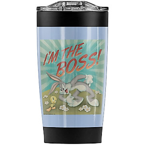 Looney Tunes Bugs Bunny I'm The Boss Stainless Steel Tumbler 20 oz Coffee Travel Mug/Cup, Vacuum Insulated & Double Wall with Leakproof Sliding Lid | Great for Hot Drinks and Cold Beverages