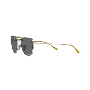 Ray-Ban RB8064 Titanium Aviator Sunglasses, Brushed Silver/Dark Grey Polarized, 53 mm