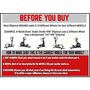 TreadLife Fitness Elliptical Replacement Wheel - Part Number 205979 - Compatible with NordicTrack CXT 980 Ellipticals (2 - Pack)