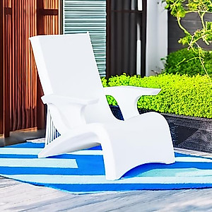 Step2 Vero Adirondack Chair, Stylish Poolside Lounger, Fade-Resistant, Waterproof Patio Furniture for Sun Shelf, Use in Pools up to 9-Inches of Water, Weighted, White