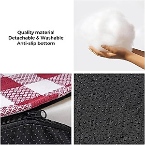 Tartan Cozy Dog Anti-Anxiety Calming Bed - Tartan Cozy Dog Anti-Anxiety Calming Bed - Christmas Classic Tartan Pet Bed - Extra Thick Removable Washable Cover Calming Dog Bed (Red, Medium)