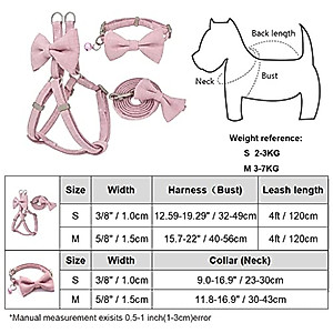 DHTDVD Harness Leash Collar Set Adjustable Soft Cute Bow Double Layer Dog Harness for Small Medium Pet Collar Leash (Color : Gray, Size : S1.0cm)