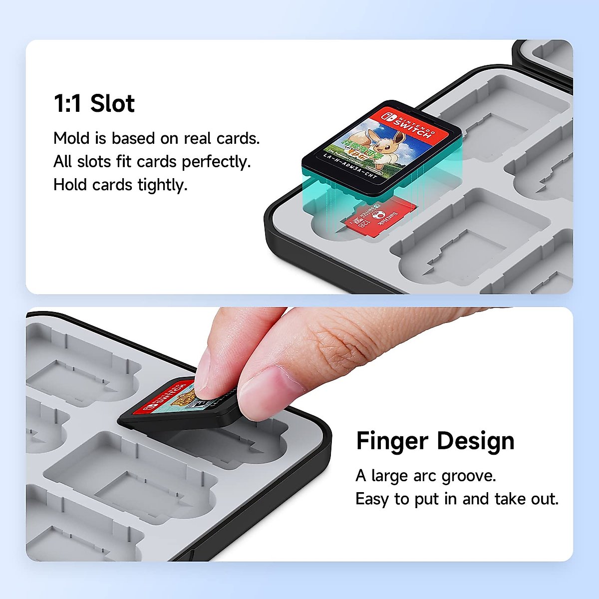 JINGDU 24-Slot Switch Game Case for Nintendo Switch Games & Micro SD Cards, Hard Shell, Soft Lining, [Shockproof, Portable], The Switch Game Holder Suitable for NS, Lite & OLED Games, Not Touch