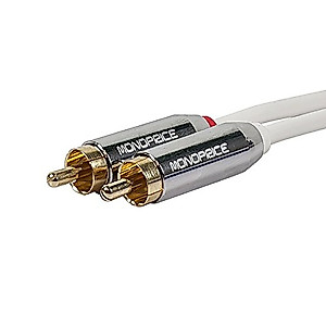 Monoprice Audio Cable - 10 Feet - White | Stereo Male to RCA Stereo Male Gold Plated Cable for Mobile