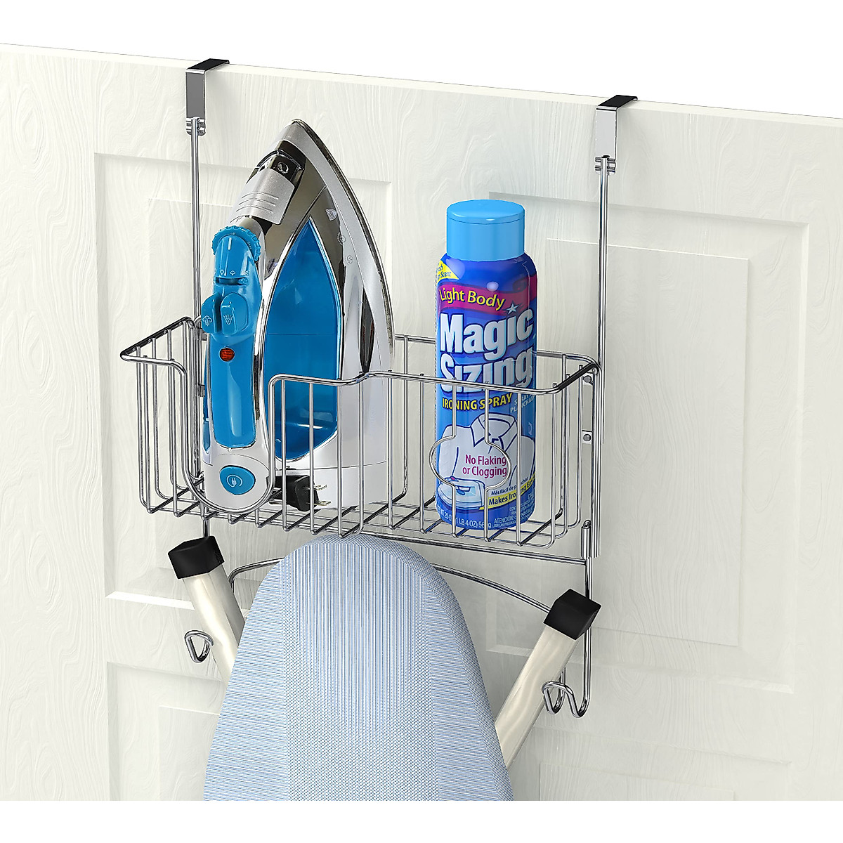 Simple Houseware Over-The-Door/Wall-Mount Ironing Board Holder, Chrome